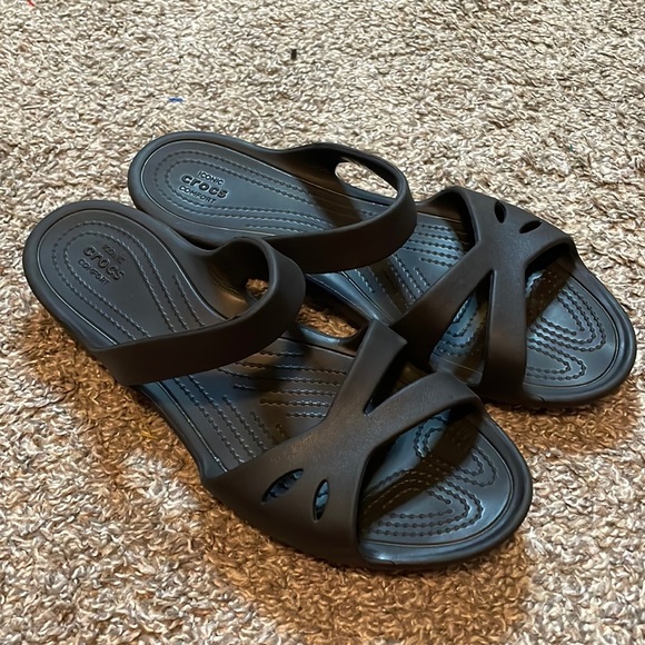 CROCS | Shoes | Crocs Womens Slip On Black Sandals | Poshmark